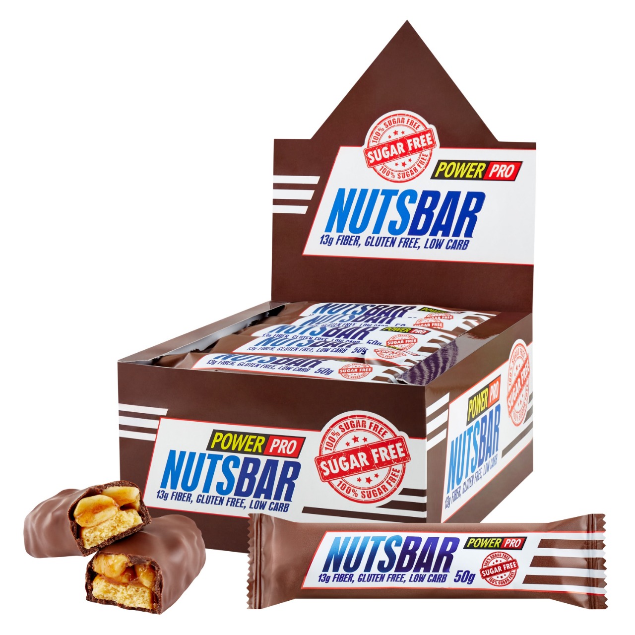 Оптом PowerPro Батончик NUTS BAR без сахара глазированный (20шт в уп ...